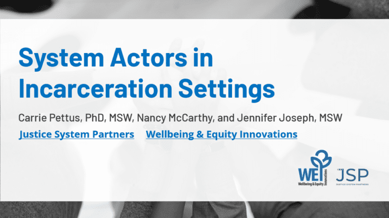 System Actors in Incarceration Settings - Justice Community Overdose ...