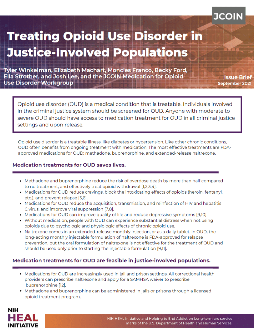 Issue Brief: Treating Opioid Use Disorder in Justice-Involved ...